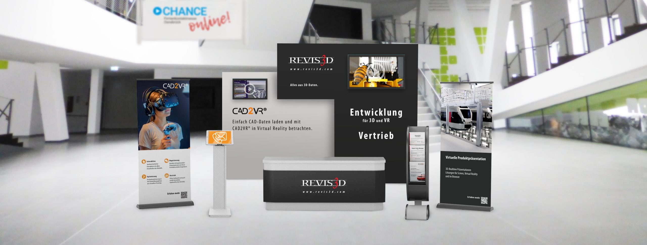 3D Visualisierung | 3D Animation – revis3d GmbH – Messe Chance online 2021